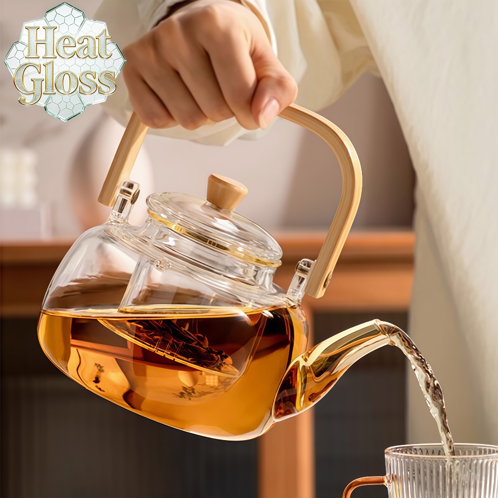Tea Set, Teapot Transparent Filter Teapot, Glass Pot, Heat-resistant ...