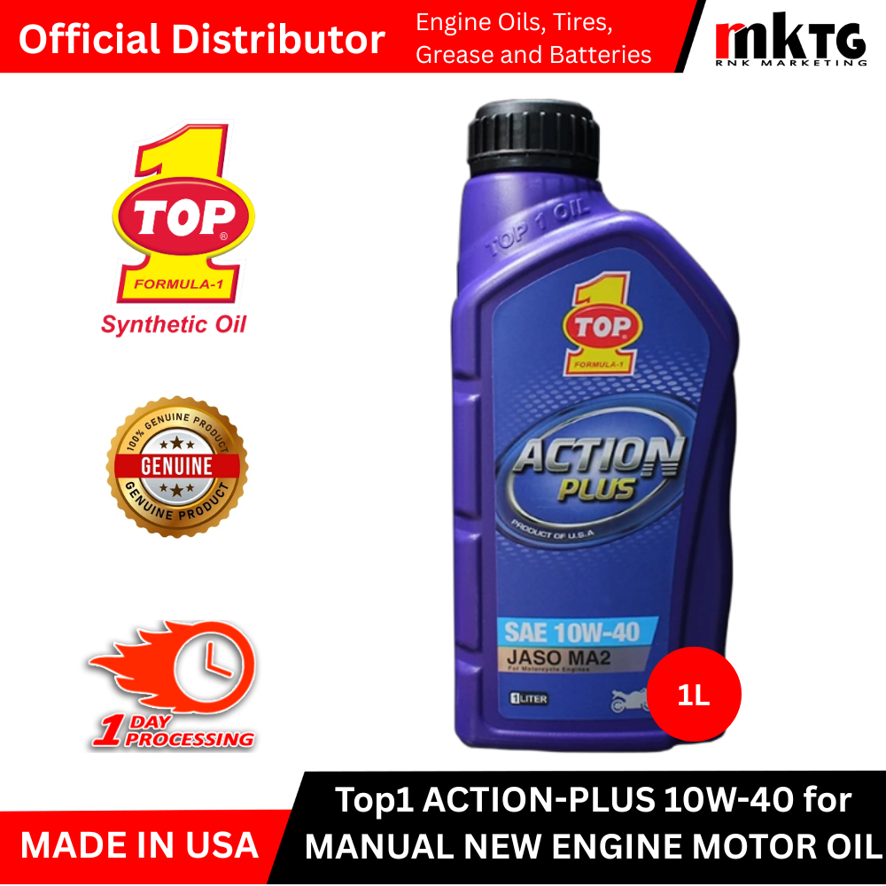 Top1 ACTION-PLUS 10W-40 for MANUAL NEW ENGINE MOTOR OIL | Shopee ...