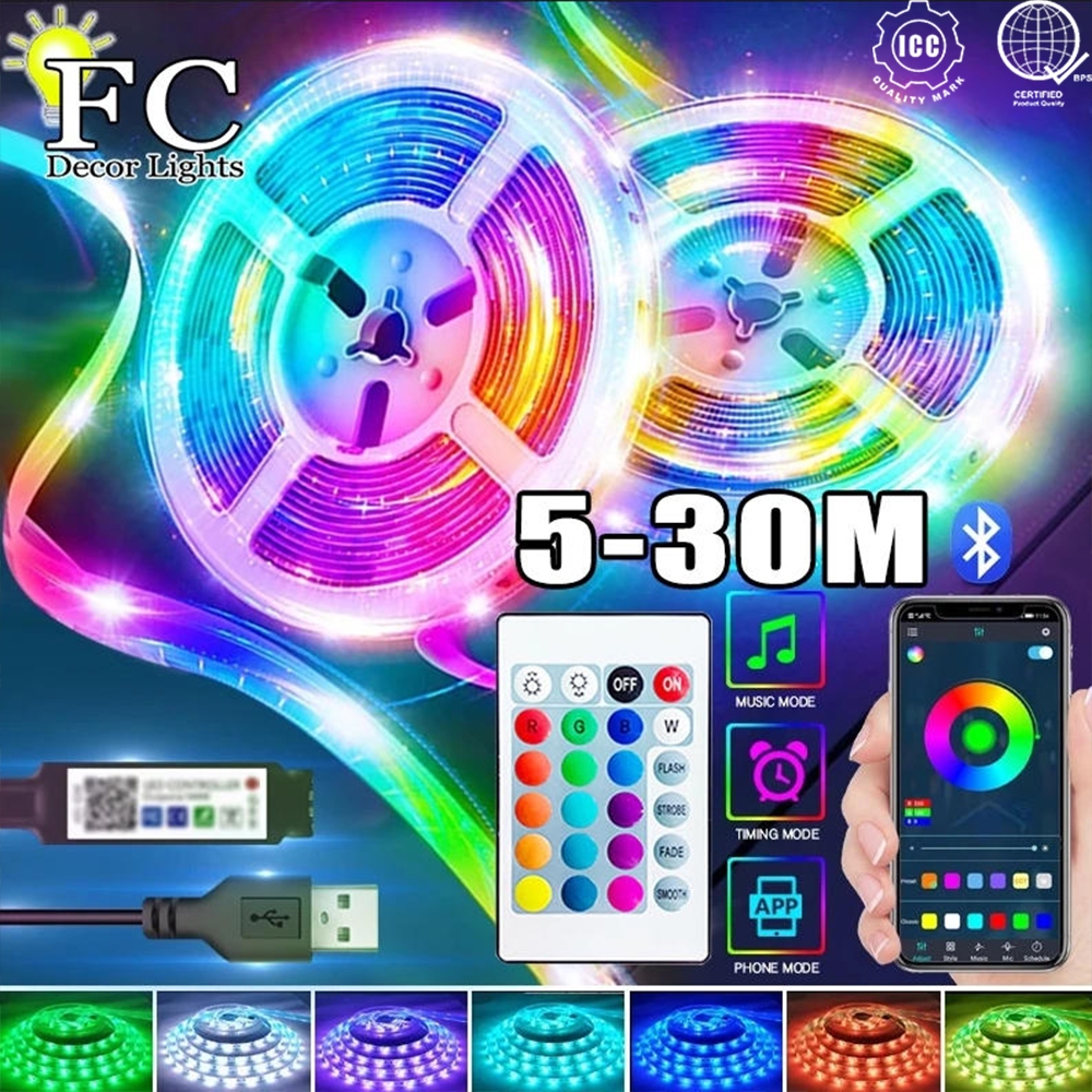 LED RGB Strip Lights APP Controller20M 15M 10M 5M Usb 5V 5050 SMD TV ...
