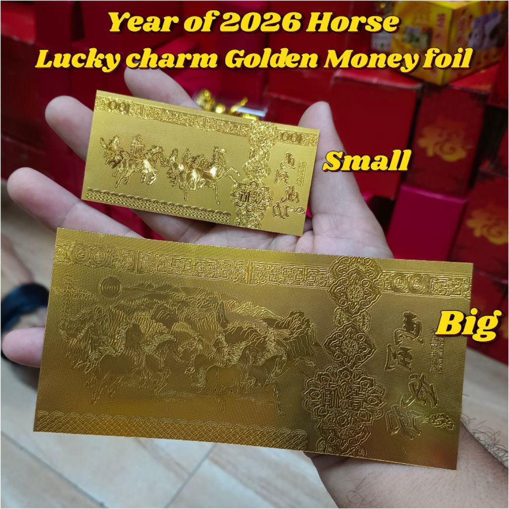 Year of 2026 Horse lucky charm Golden Money foil,.sold per piece ...