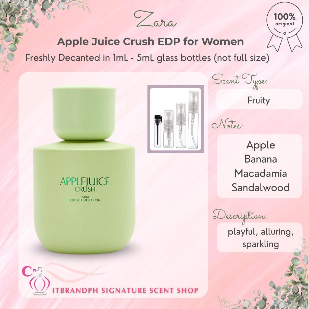 Decant Zara Apple Juice CRUSH Eau de Parfum for Women (NOT FULL BOTTLE ...