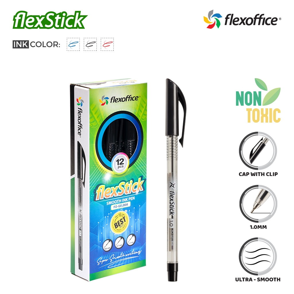 FlexOffice FlexStick 1.0mm Gel Pen - 6pcs/12pcs -3color- FO-GELB08 ...