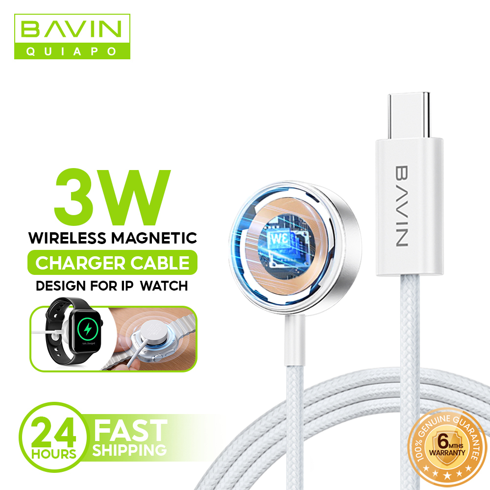 BAVIN CB400 Type-C Wire 3W Wireless Charger for iPh Watch Series 1-10 ...