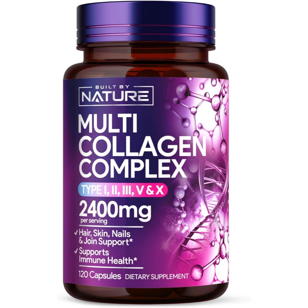 120 Capsules Multi Collagen Peptides Type I, II, III, V, X | Built By ...