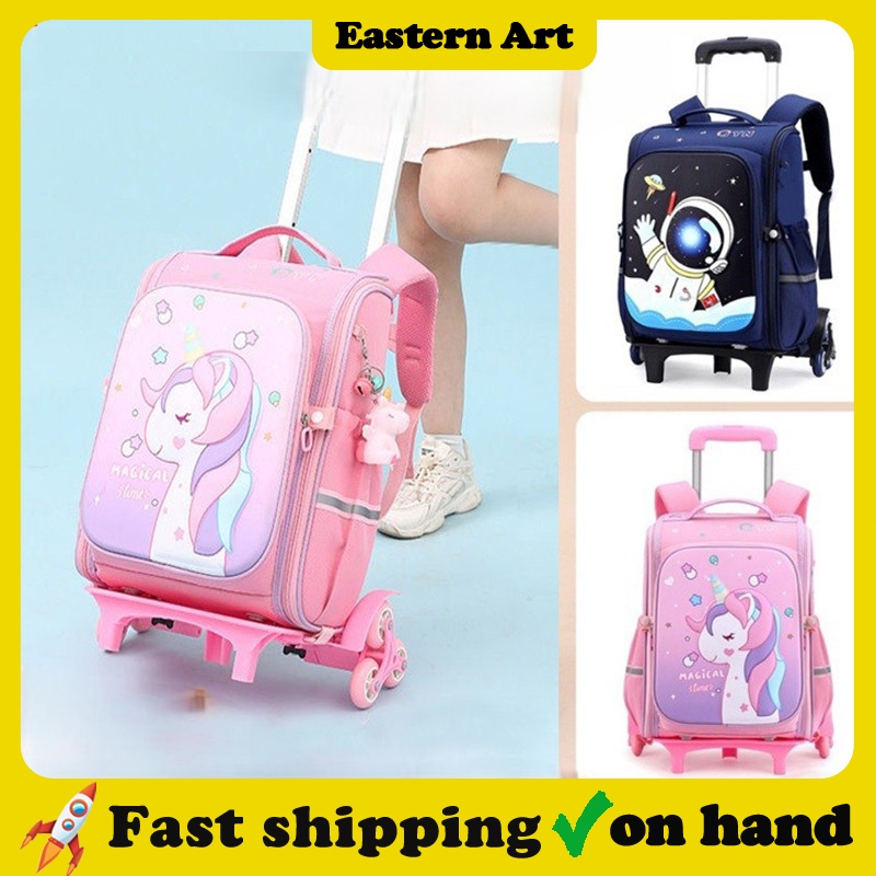 Trolley Luggage Backpack For Kids with 6-Wheel Stair Climber Elementary ...