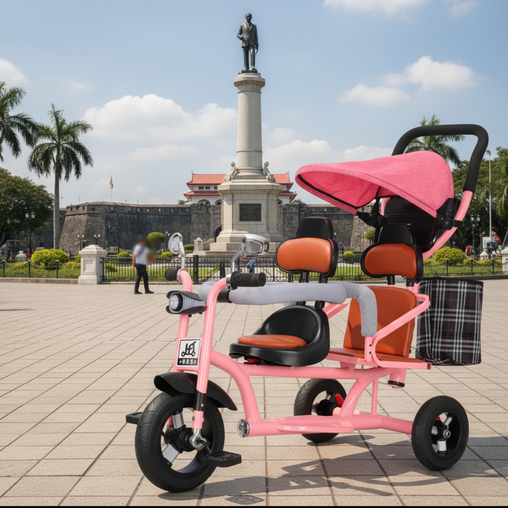 kid's double trolley, two-seater Stroller bike for girls Bicycle Ride ...
