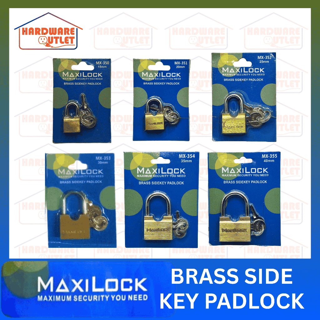 Maxilock Brass Side Key Padlock Maximum Security You Need 15, 20, 25, 30, 35, 40 mm | Shopee ...