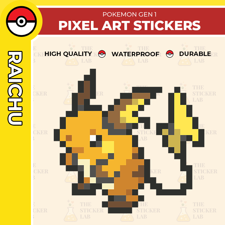 The Sticker Lab - Pokemon Pixel Stickers - #0026 RAICHU (High Quality ...