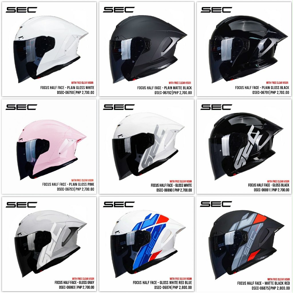 sec focus half face helmet dual visor | Shopee Philippines