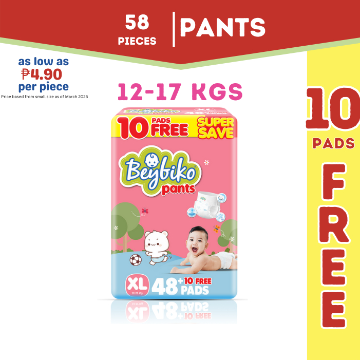 Beybiko Diapers Pants XL (12-17 KG) - 48+10 FREE | Shopee Philippines