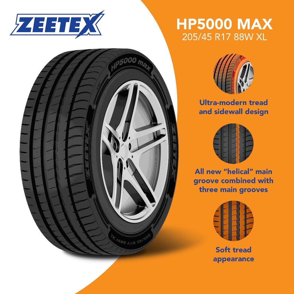 ZEETEX HP5000 Max 205/45 R17 88W XL Ultra High Performance Tire ...