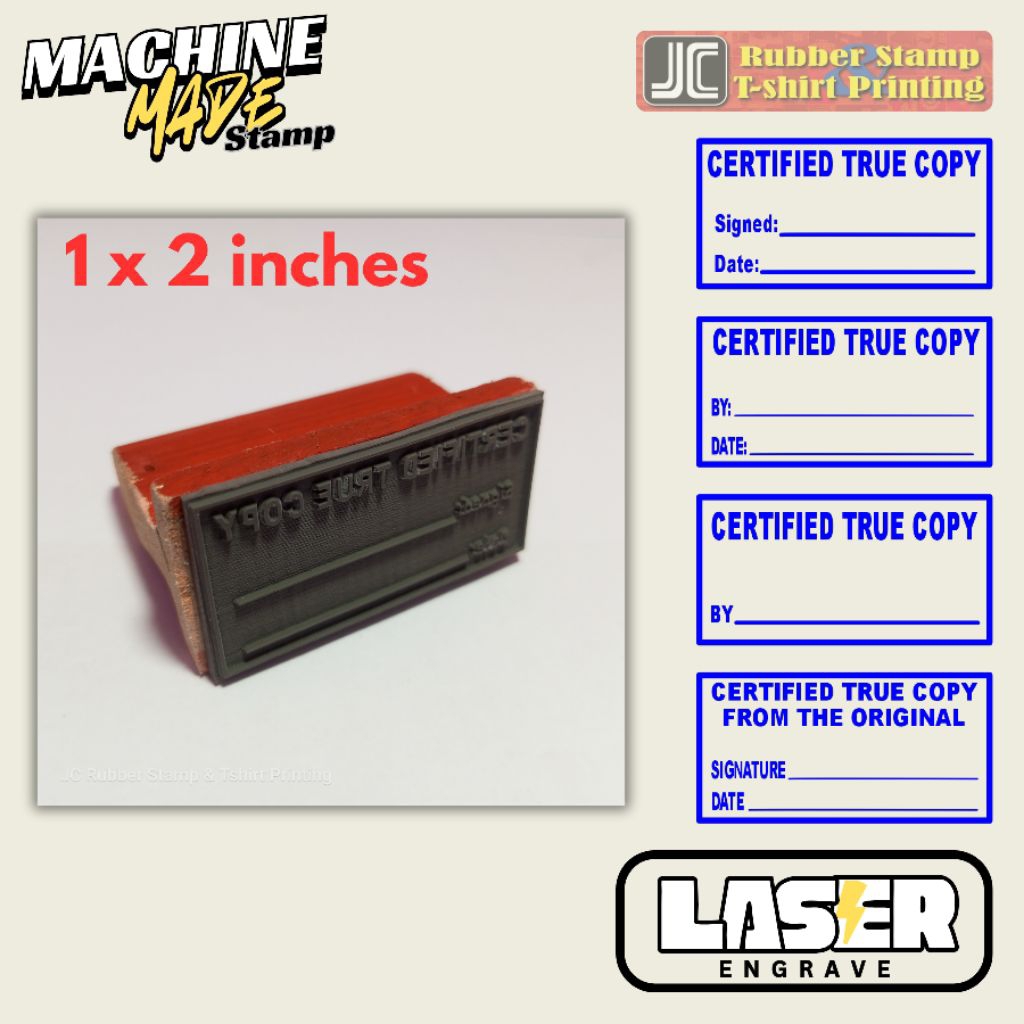 CERTIFIED TRUE COPY SIGNED/DATE LASER ENGRAVE MACHINE MADE STAMP ...