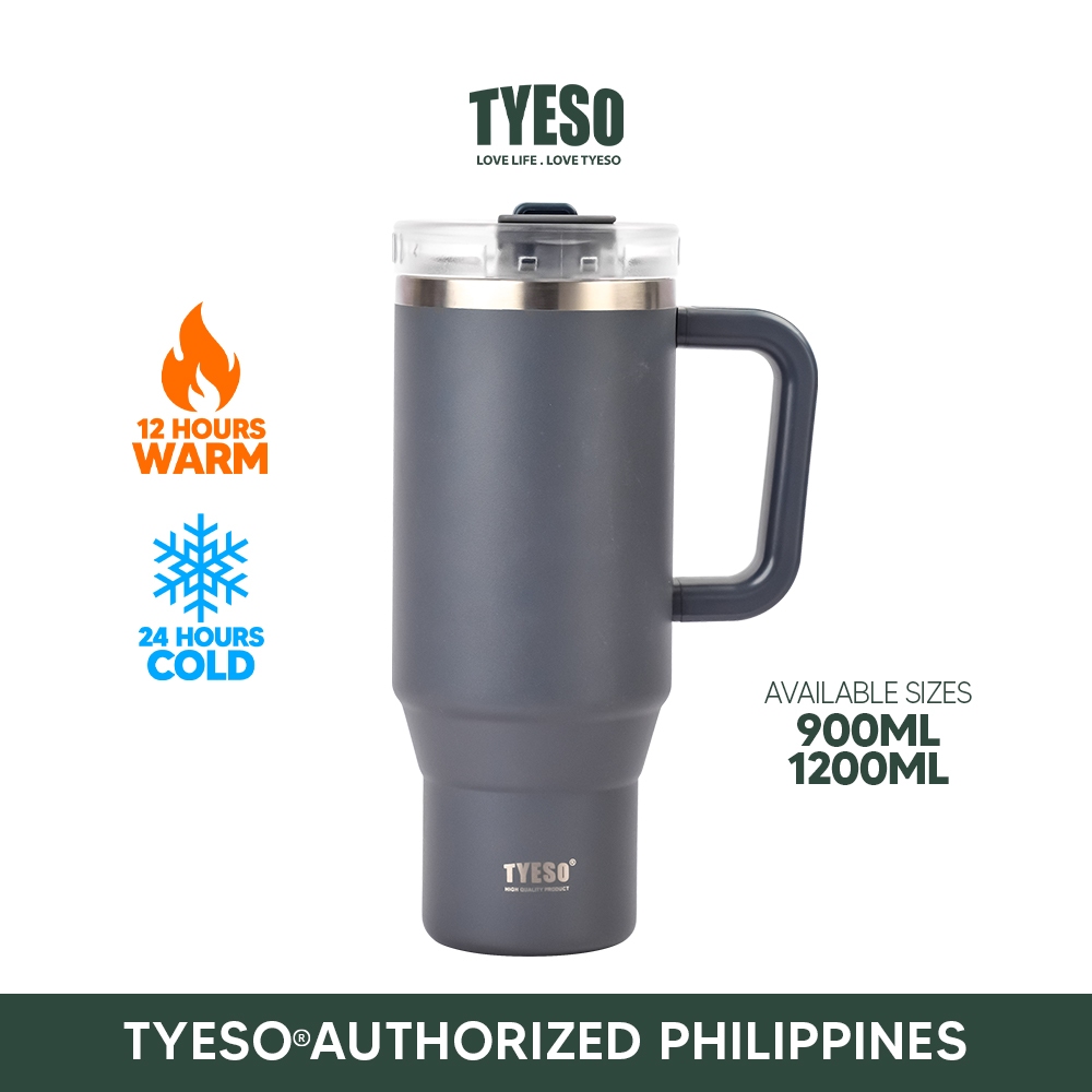 TYESO (30oz/40oz) Vacuum Insulated Tumbler with Handle & Straw in DARK ...