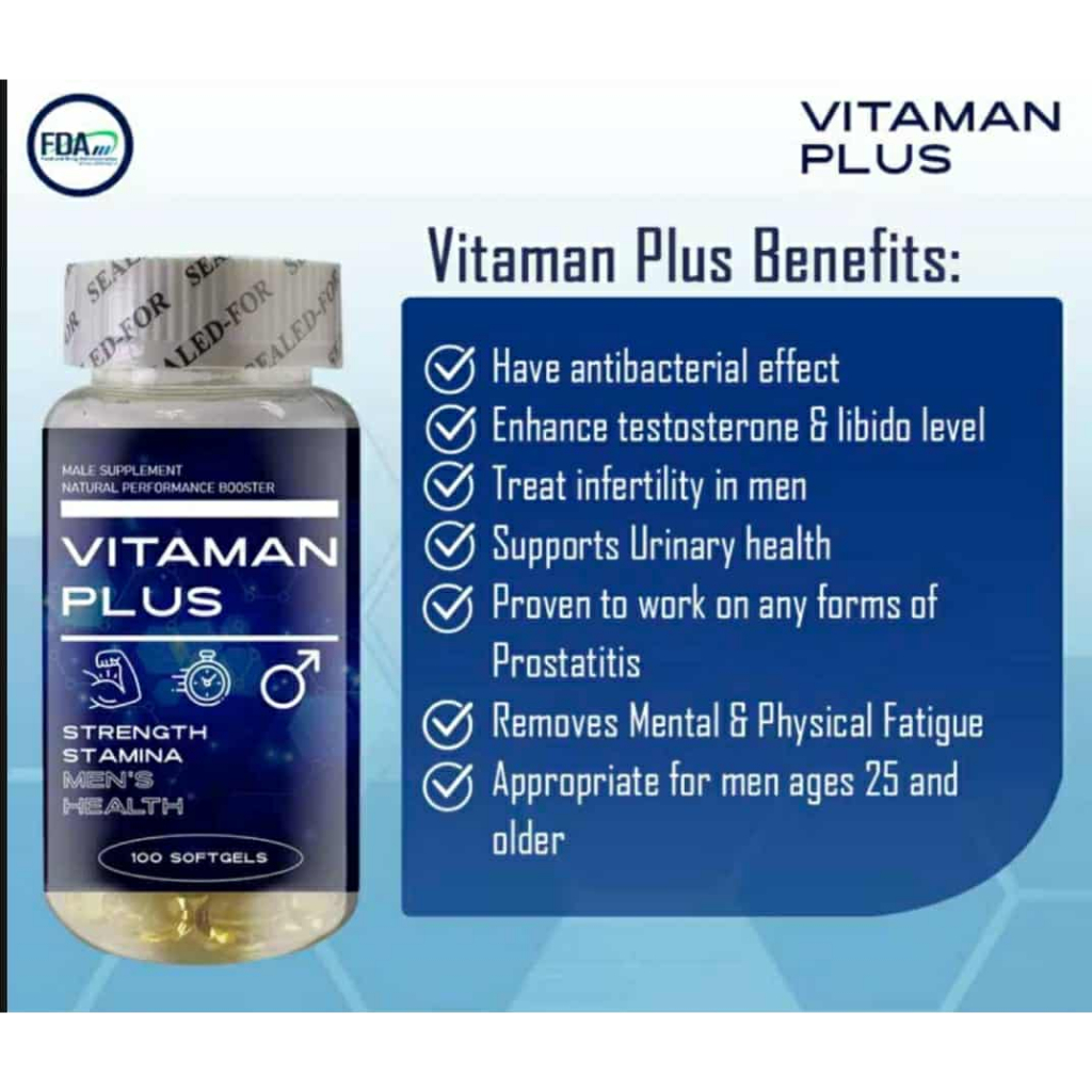 Vitaman plus Strength stamina male supplement 100 gels | Shopee Philippines