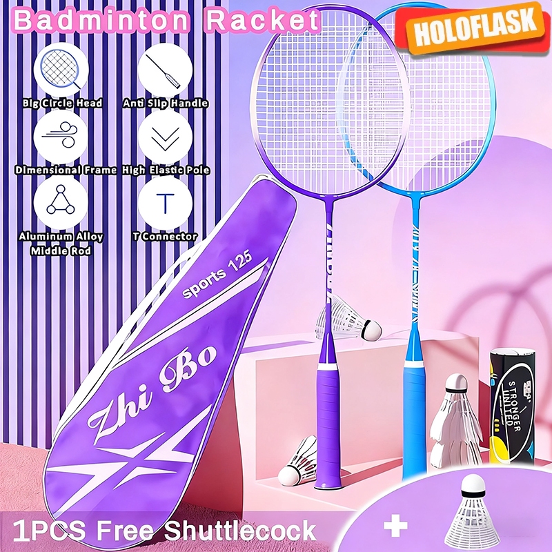 【Free Shuttlecock】Badminton Racket Set 2pcs Outdoor Speciality Alloy ...