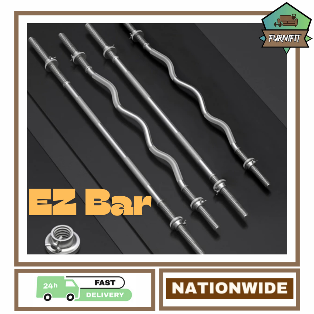 Ez Curl Bar Standard Straight Barbell & Curl Barbell Fitness Gym 4ft ...