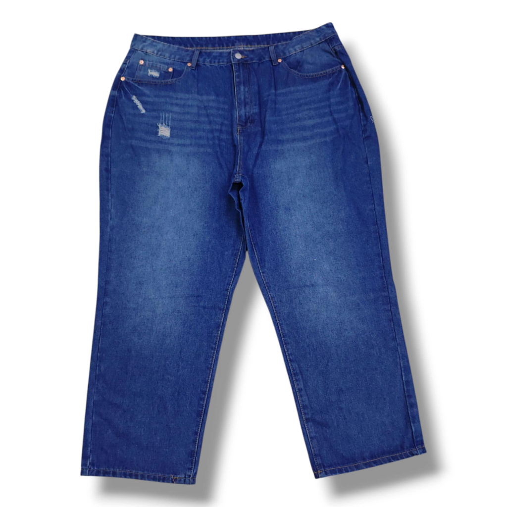 Plus Size High Waist Non-Stretchable With Minimal Tattered Denim Jeans ...
