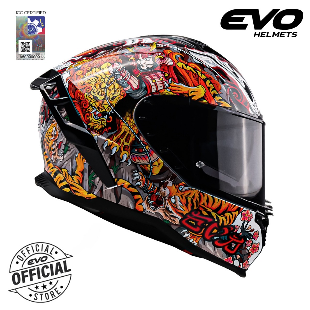 EVO SR-09 Tatakai Full Face Dual Visor Helmet Motorcycle with Free ...