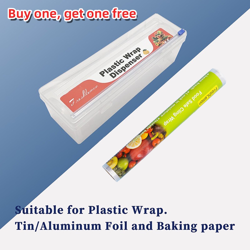 FL Cling Film Cutter Box Kitchen Wrap Dispenser with Foil Cutter Easy ...