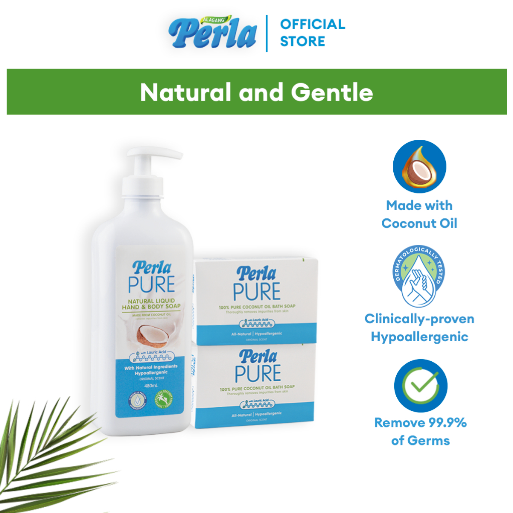 [Bundle] Perla Pure Liquid Hand & Body Soap (480ml) + 2 Perla Pure Bath ...