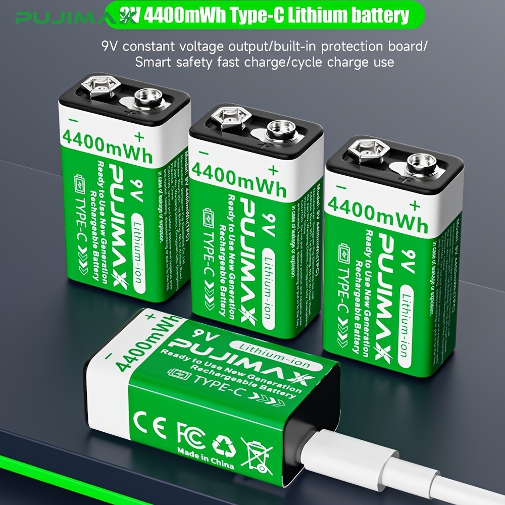 PUJIMAX Original 6F22 Rechargeable Lithium Battery 9V Charging Cycles ...