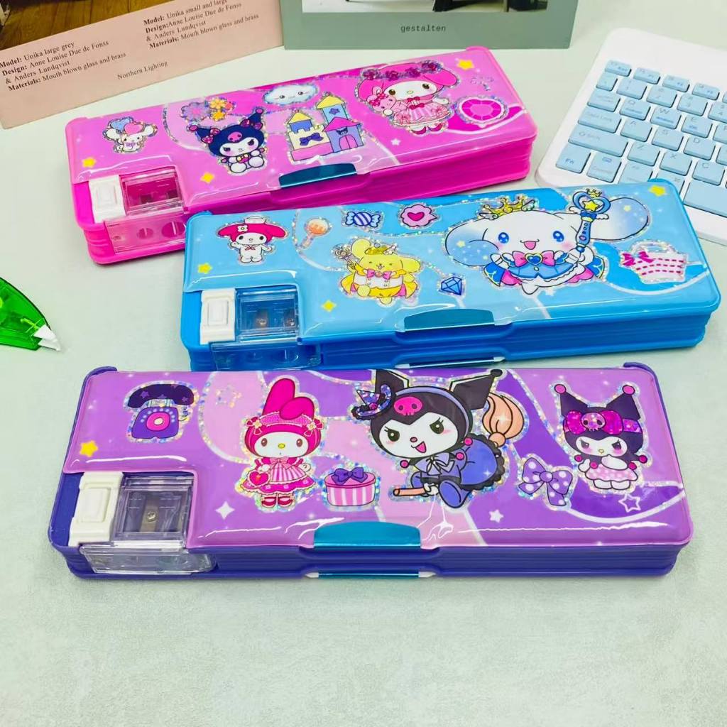LY-9553 Sanrio Plastic Pencil Box W/sharpener Double Sided Magnetic ...