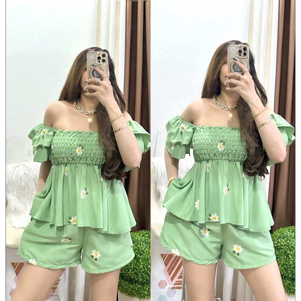 Gia Embroidered Coords | Shopee Philippines