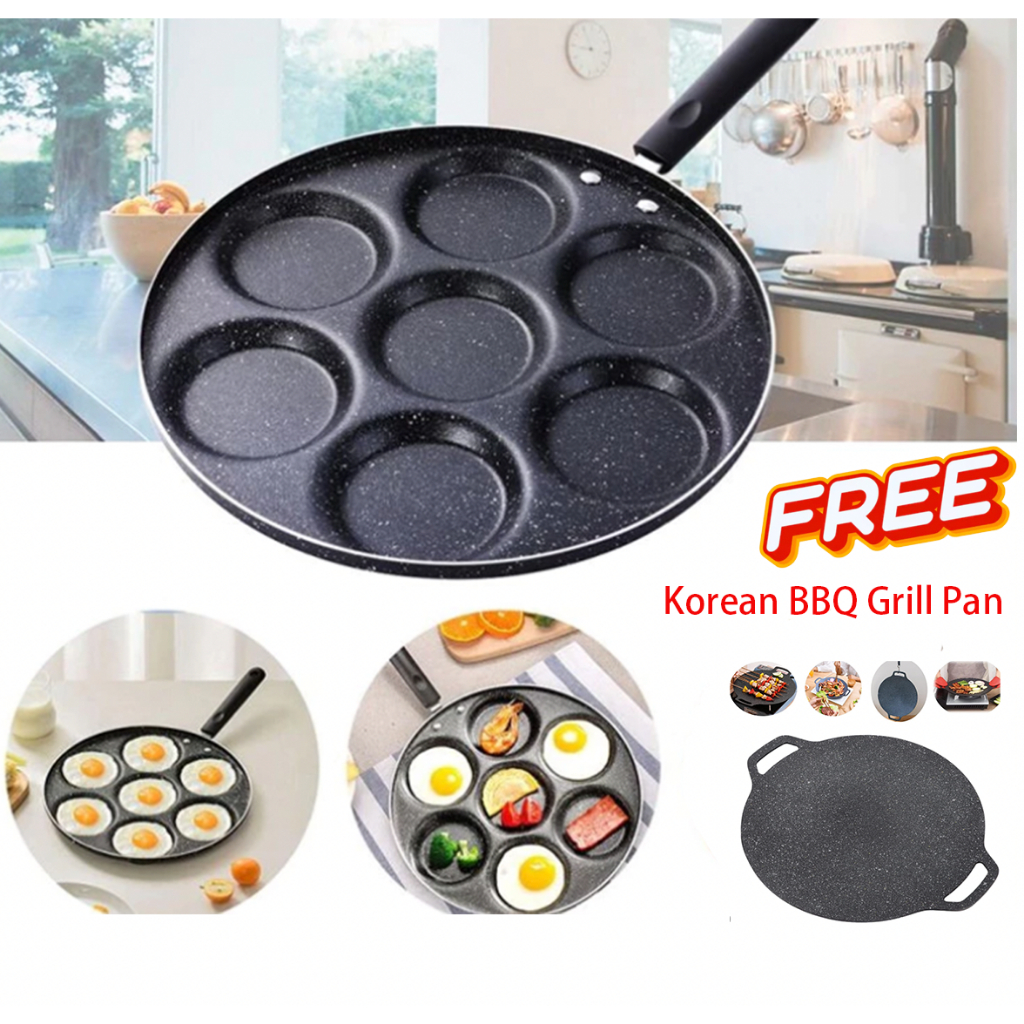 Nonstick 7 Holes Frying Pan Scratch-Resistant Omelet Pan Free Korean ...