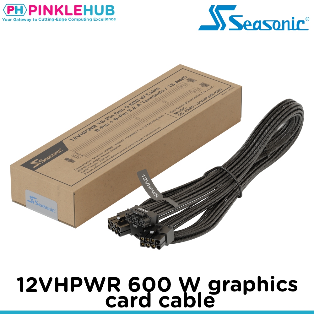 SEASONIC 12VHPWR 600 W graphics card cable 2x 8-pin to 1x 12VHPWR ...