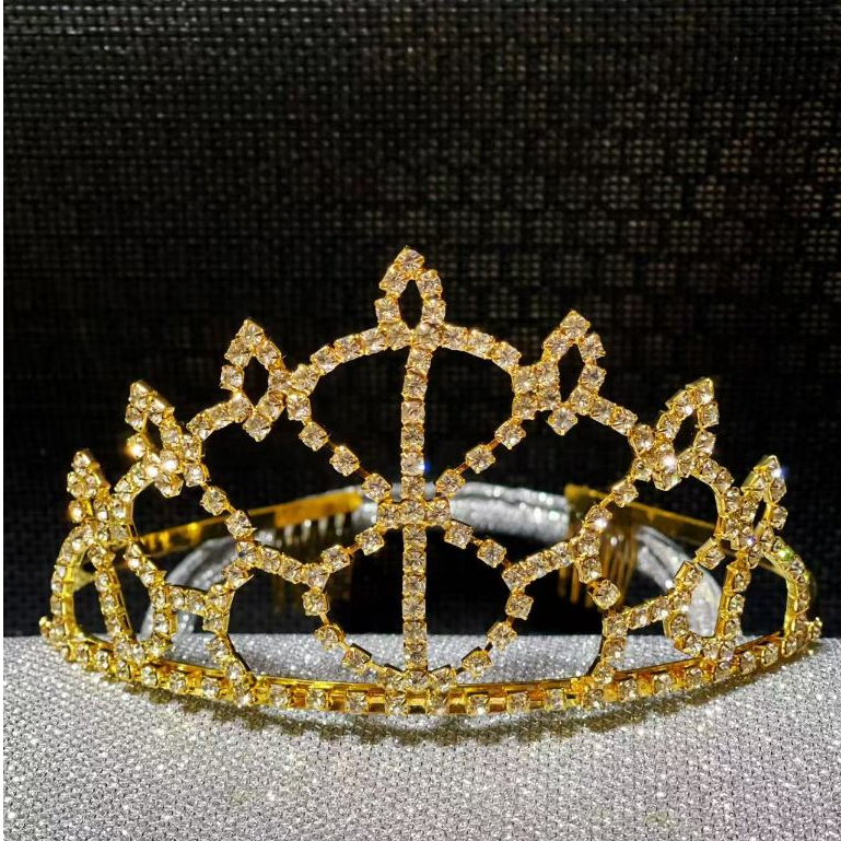 Height 7 cm GOLD Ready Stock Baroque Diamante Crown Bride Tiaras ...