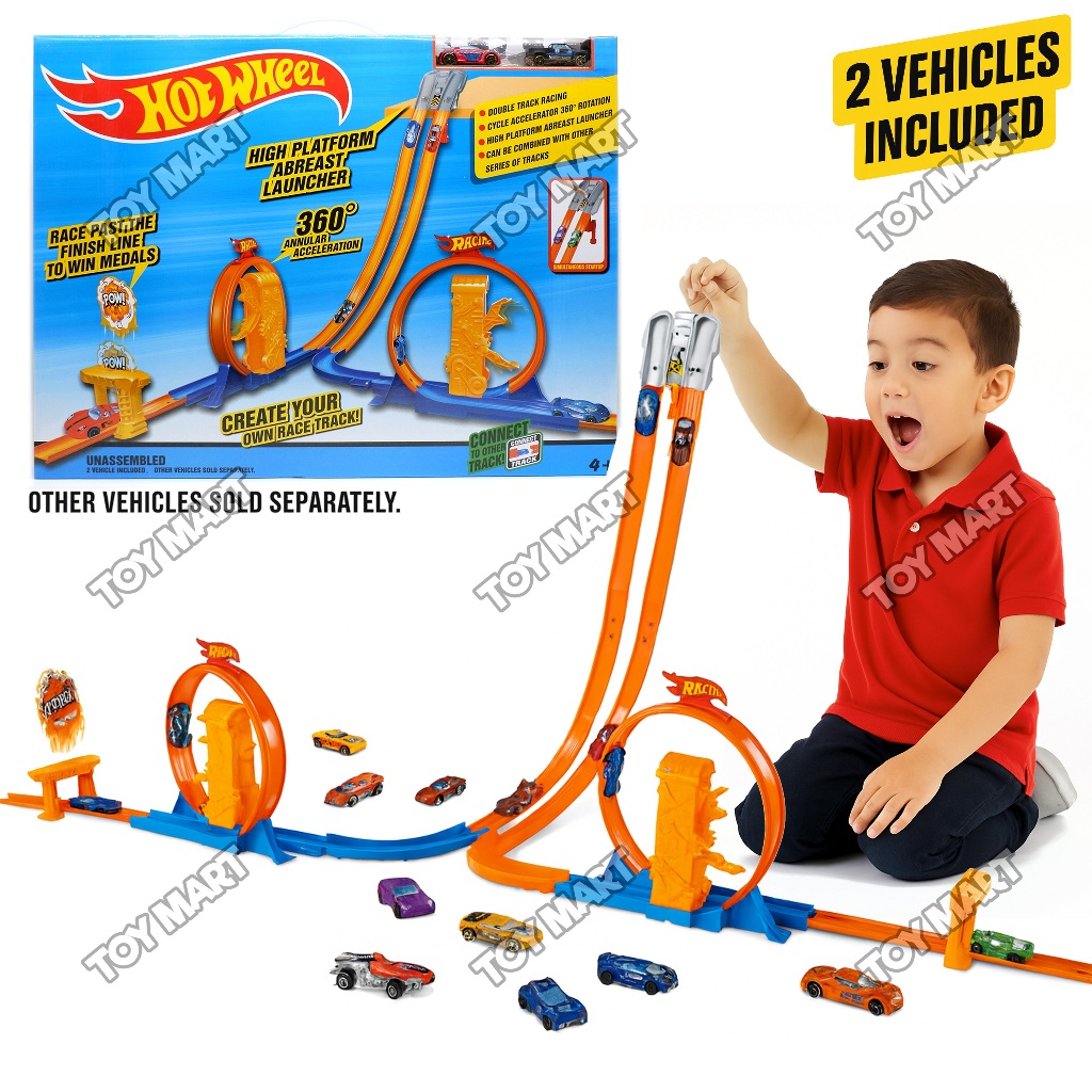 Hot Wheel High Speed Accelerator Dual Track Racing Loops Playset w/ 2 ...