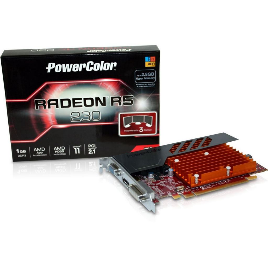 1GB PowerColor Radeon R5 230 DDR3 64bit Passiv PCIe 3.0 x16 HD7450 ...