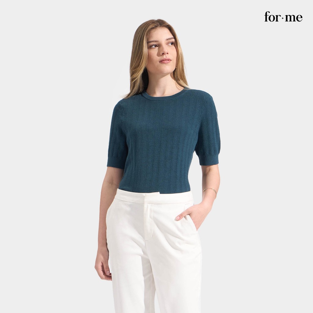 ForMe Textured Knit Tee T-Shirt For Women | Shopee Philippines