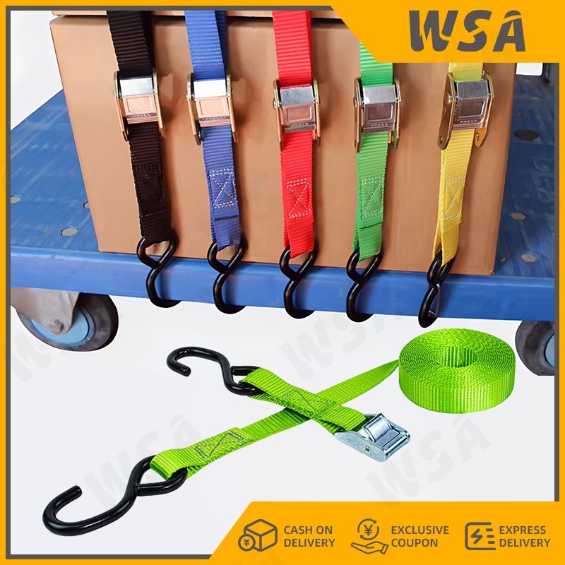 500kg 25mmx5m Polyester Lashing Strap with Auto Lock & S-Hooks, Heavy ...