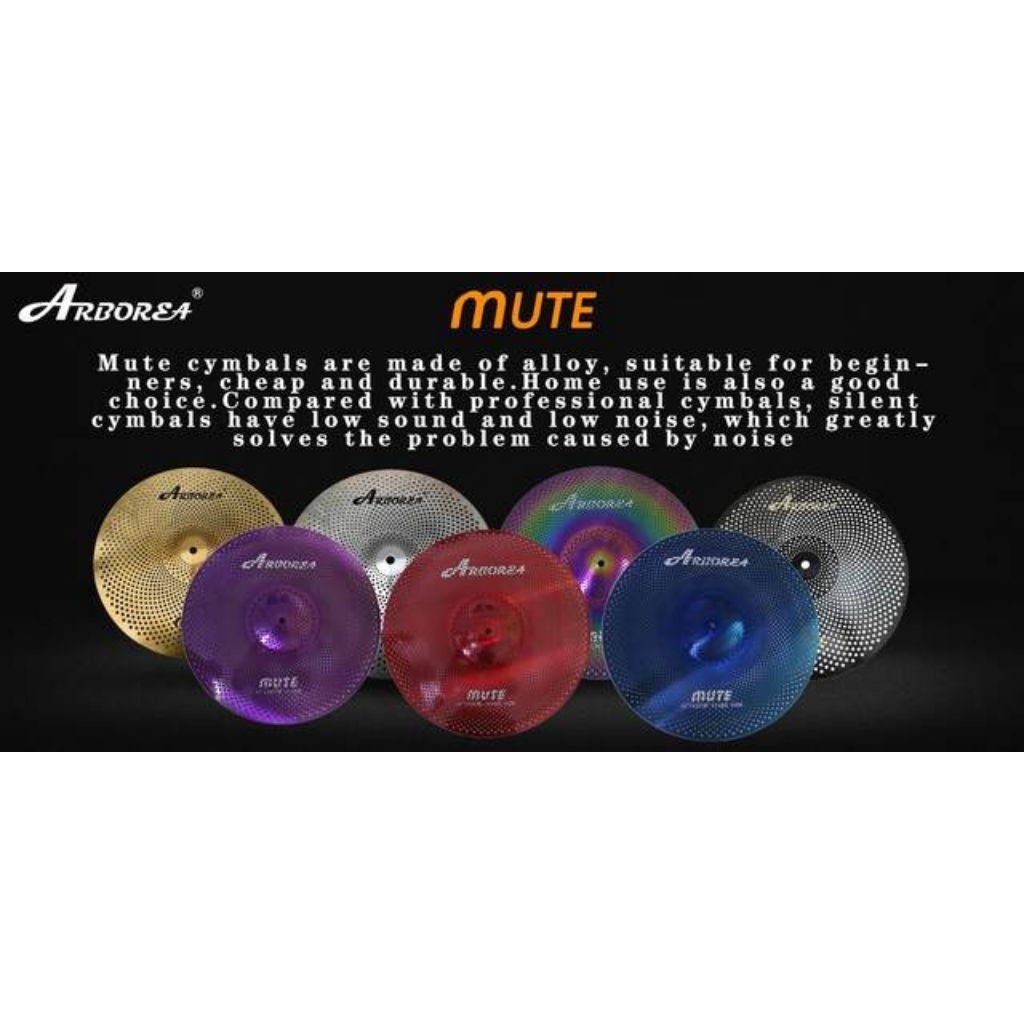 Arborea Mute THICK 5pc cymbal set 14, 16, 18, 20 silent cymbals mute ...
