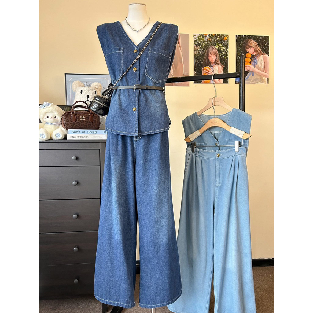 RRX Sleeveless Denim Terno Pants #5393 | Shopee Philippines