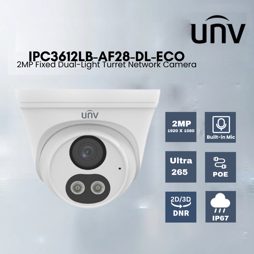 UNV IPC3612LB-AF28-DL-ECO 2MP Fixed Dual-Light Turret Network Camera ...