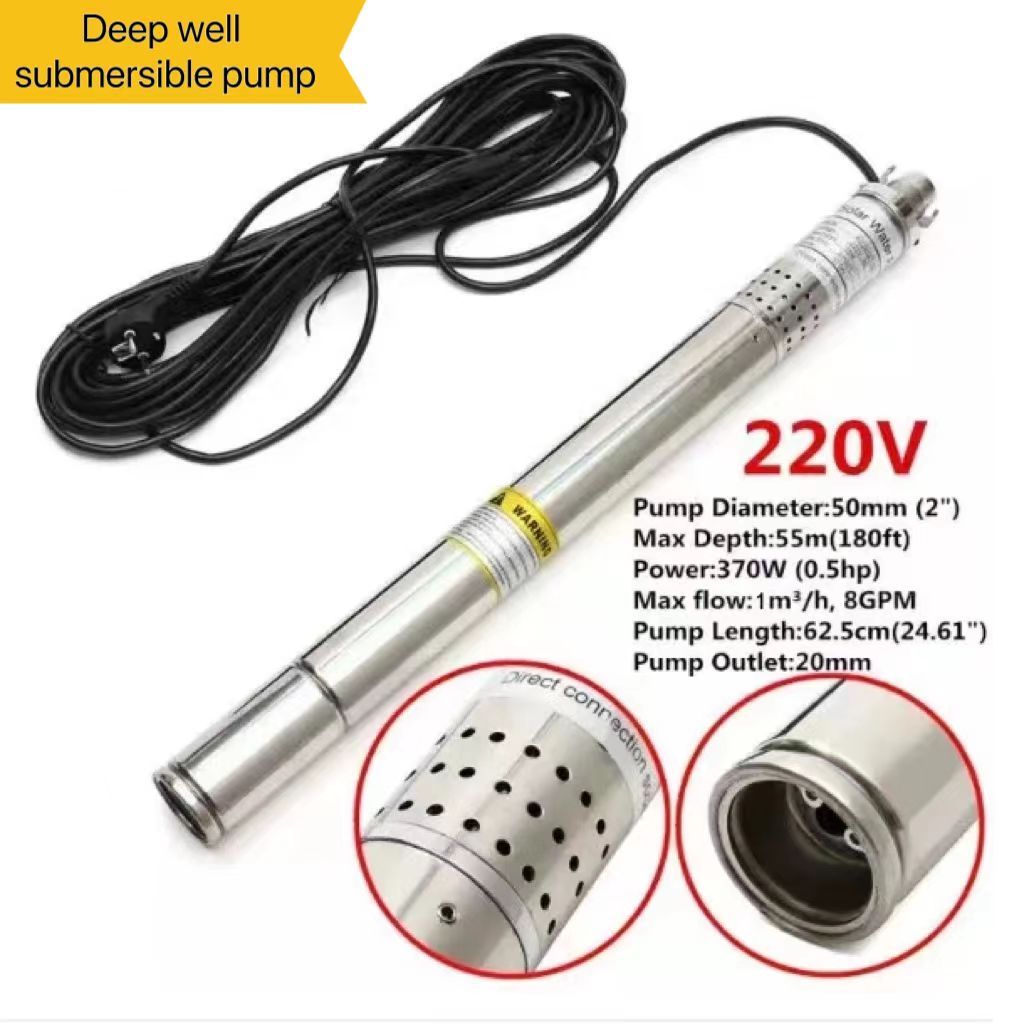 New 2Inch Submersible Pump 0.5/1HPWater Pump Deep Well 220V 60Hz 180ft ...