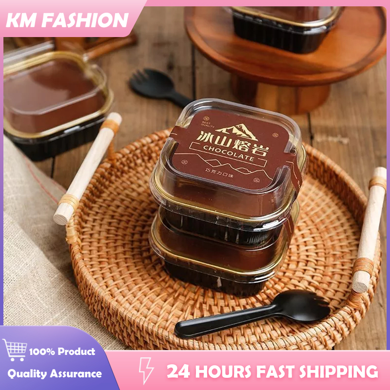 KM 50Pcs Square Aluminum Foil Tin Box with Lid Lava Cake Mousse Cake ...