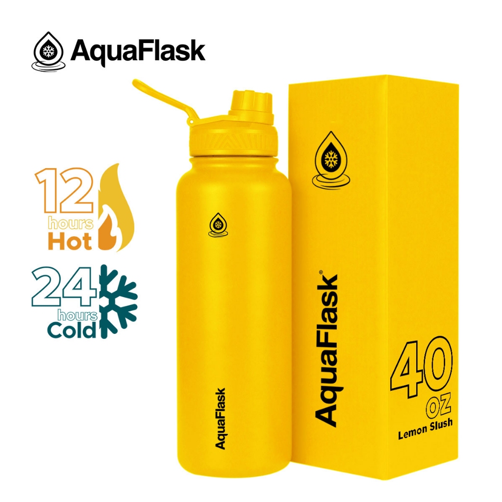 AquaFlask 40oz Lemon Slush Wide Mouth with Spout Lid Vacuum Insulated ...
