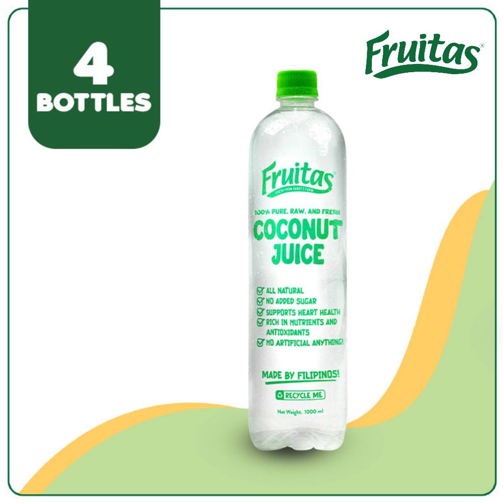 Fruitas Coconut Juice (4 Bottles) [Bundle, Fresh Coconut Juice Drink ...