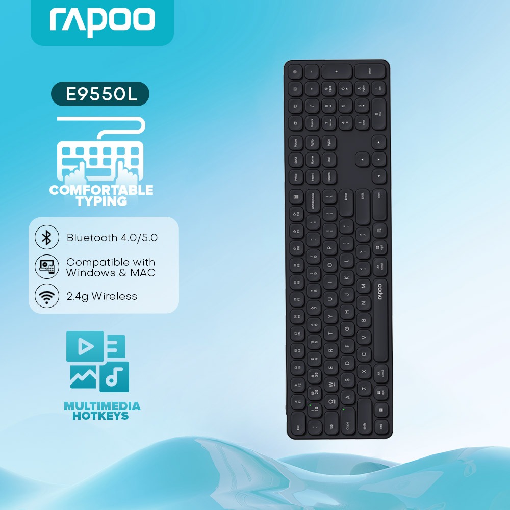 Rapoo E9550L Ultra-Slim Multi-Mode Wireless Keyboard US - Dark Grey ...