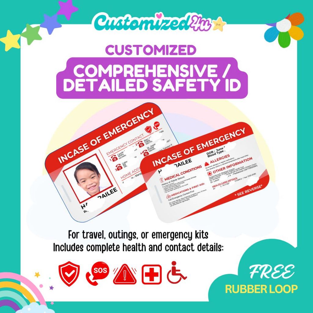 Customized Safety ID / Multi-purpose Tag/ Allergies /Emergency Tag /PWD ...