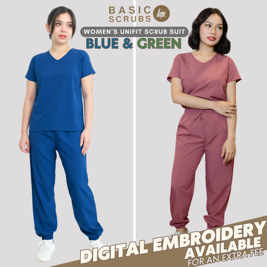 HTP Basics Women's Unifit Scrub Suit Set (BLUE & GREEN) | Scrubsuit ...