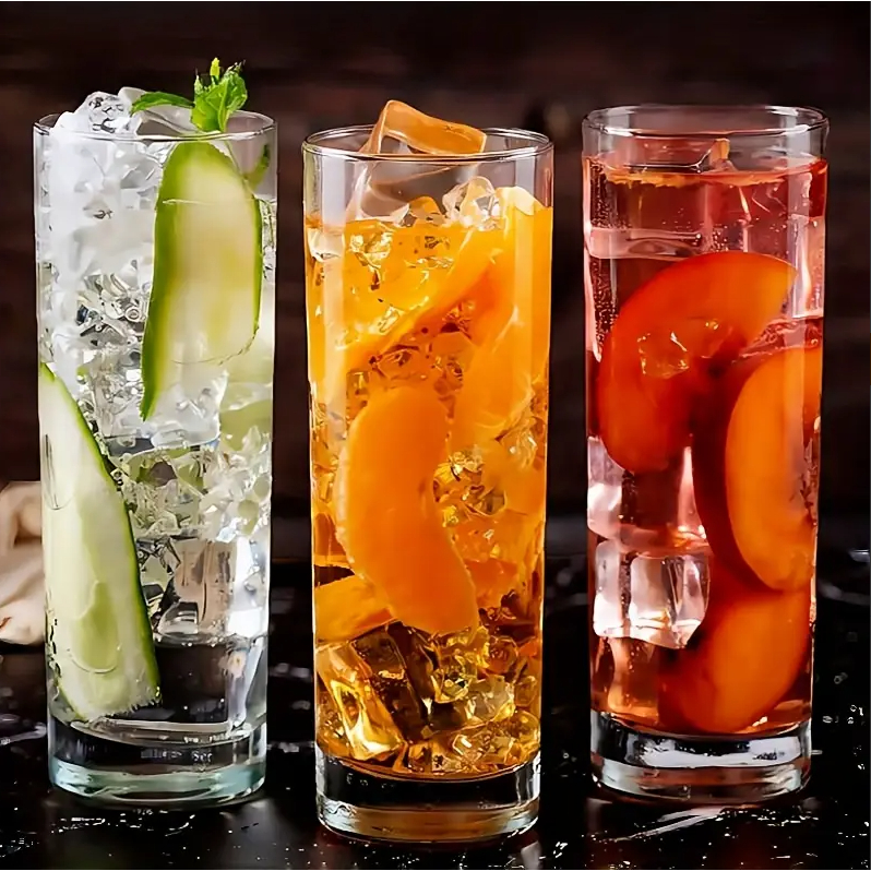 [6PCS] High Quality Transparent HIGH BALL– Drinking Glass Milk Cup ...