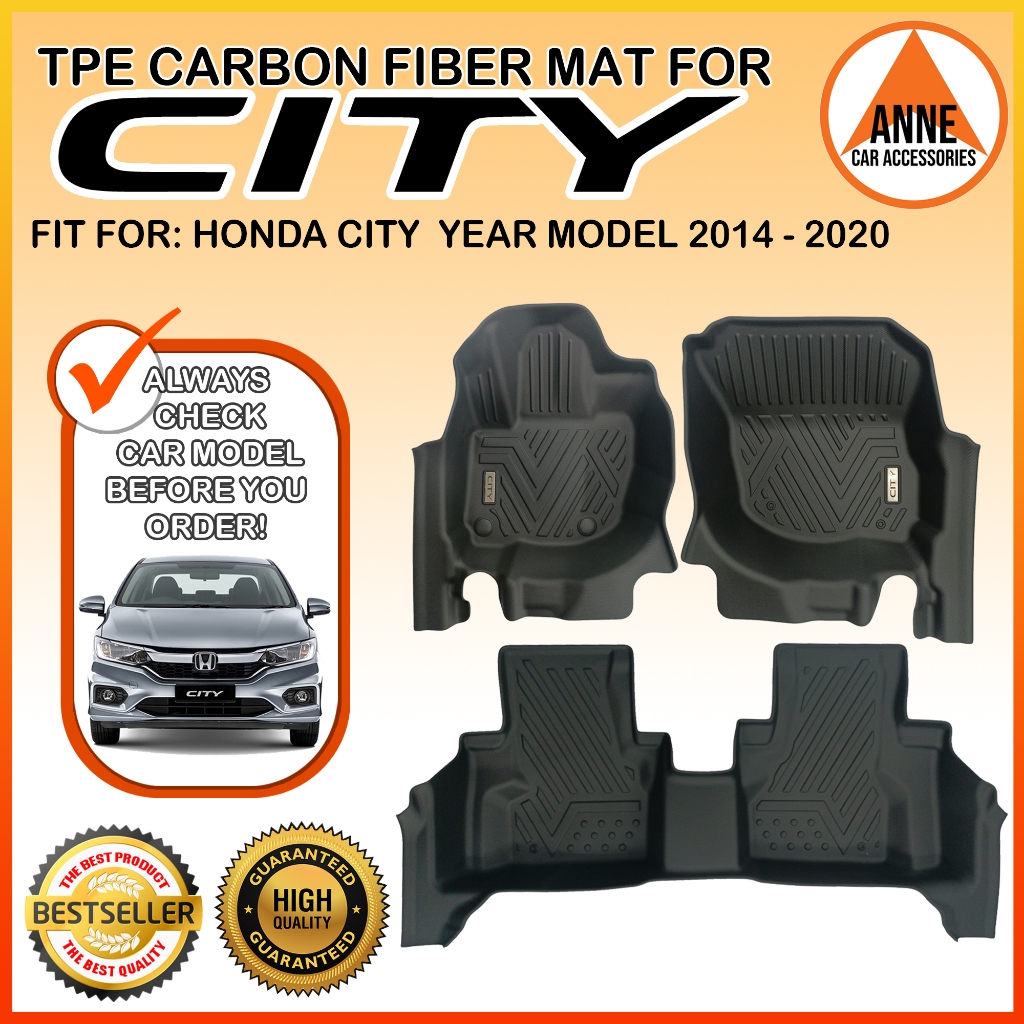 TPE Carbon Fiber Car Deep Dish Matting for Honda City 2014 - 2020 OEM ...