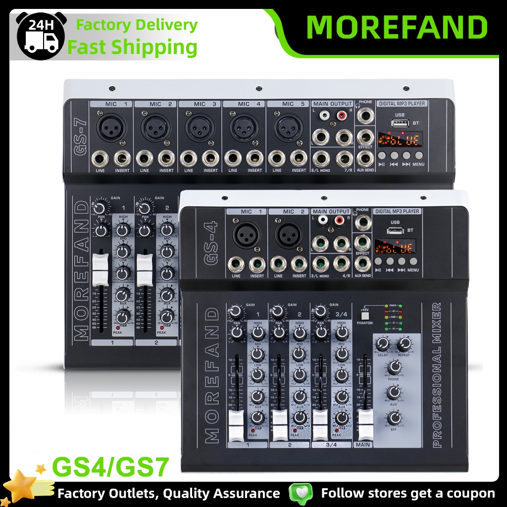 GS-4/GS-7 4/7-channel mixer support Bluetooth/MP3/USB Professional ...
