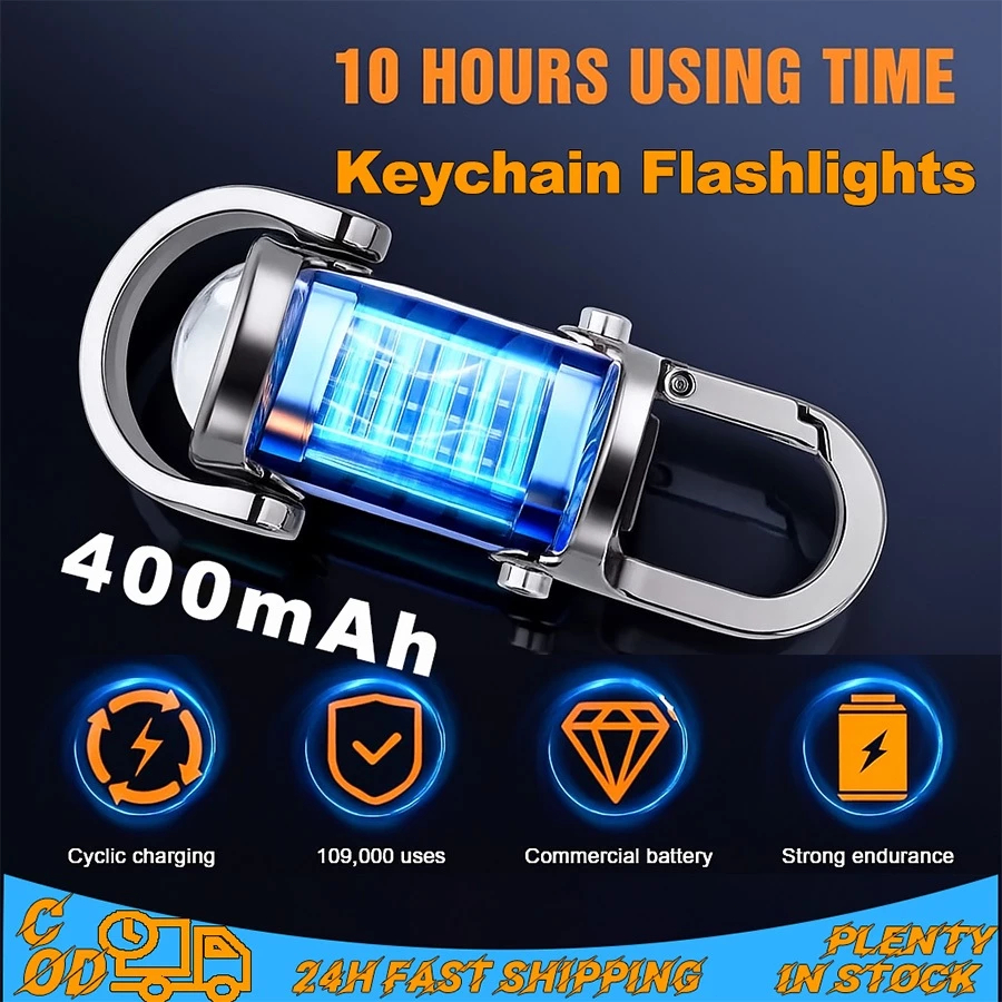 LED Keychain Rechargeable Portable Mini Keychain Flashlight-Work Light ...