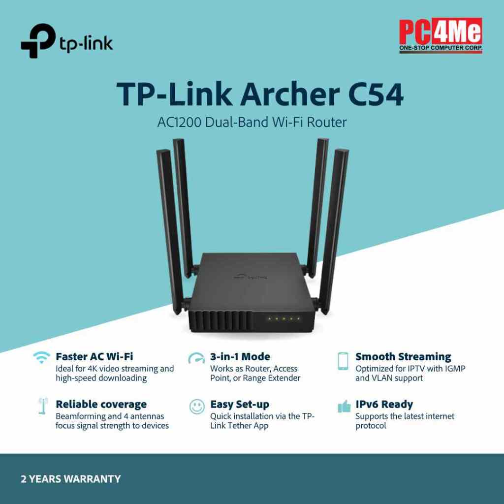TP-Link Archer C54 AC1200 Dual-Band Wi-Fi Router | 3-in-1: Router ...