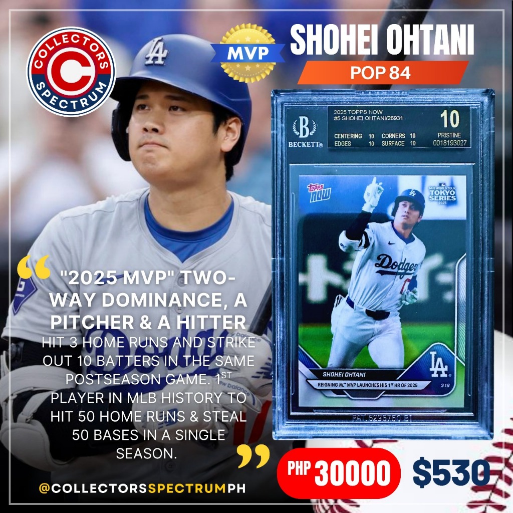Shohei Ohtani 2025 TOPPS NOW #5 POP84 BGS10 Pristine Black Label ...